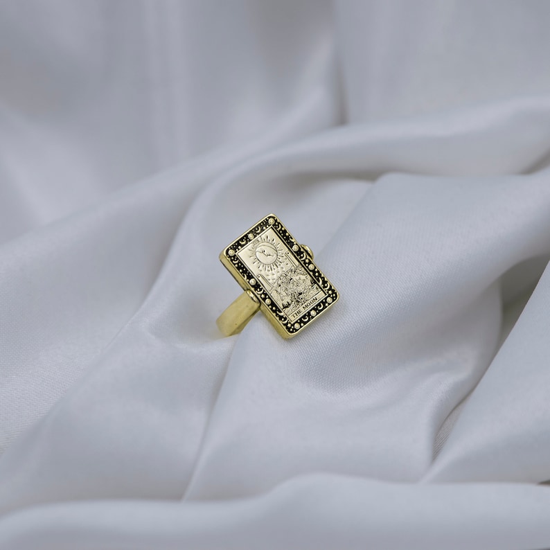 Double Sided Tarot Card Ring Gold or Sterling Silver Rose - Etsy