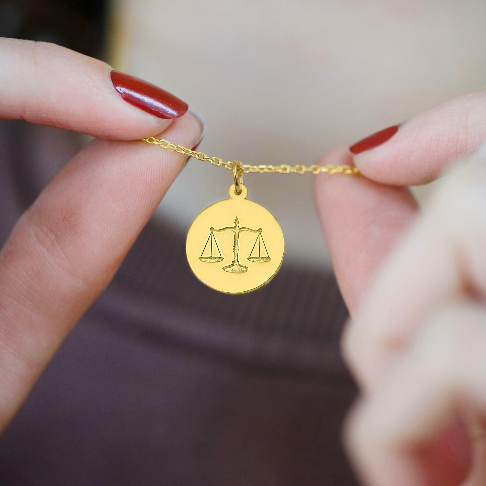 14K Solid Gold Justice Pendant - Symbol of Fairness and Truth | Legal ...