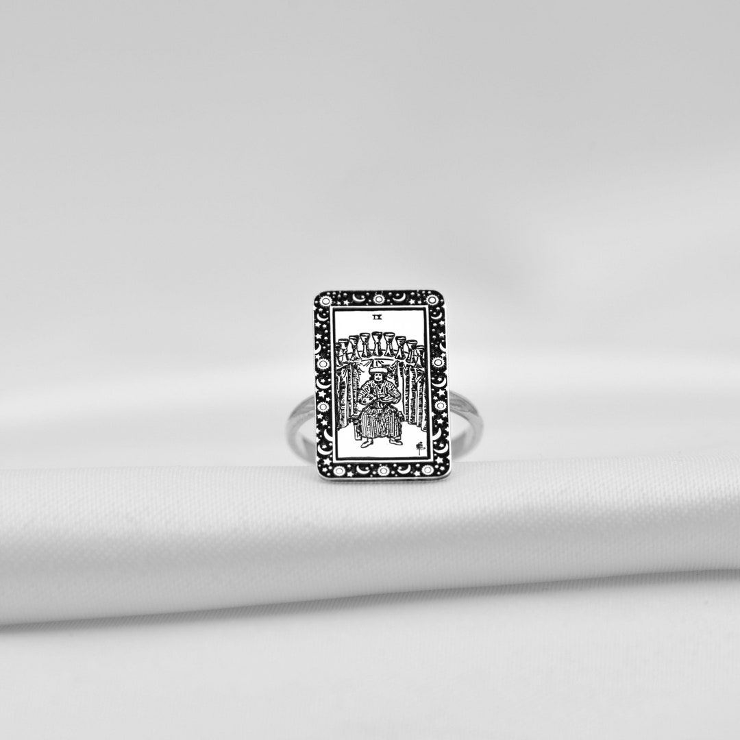 Astrology Ring Nine of Cups Tarot Card Ring Silver Tarot Jewelry Tarot ...