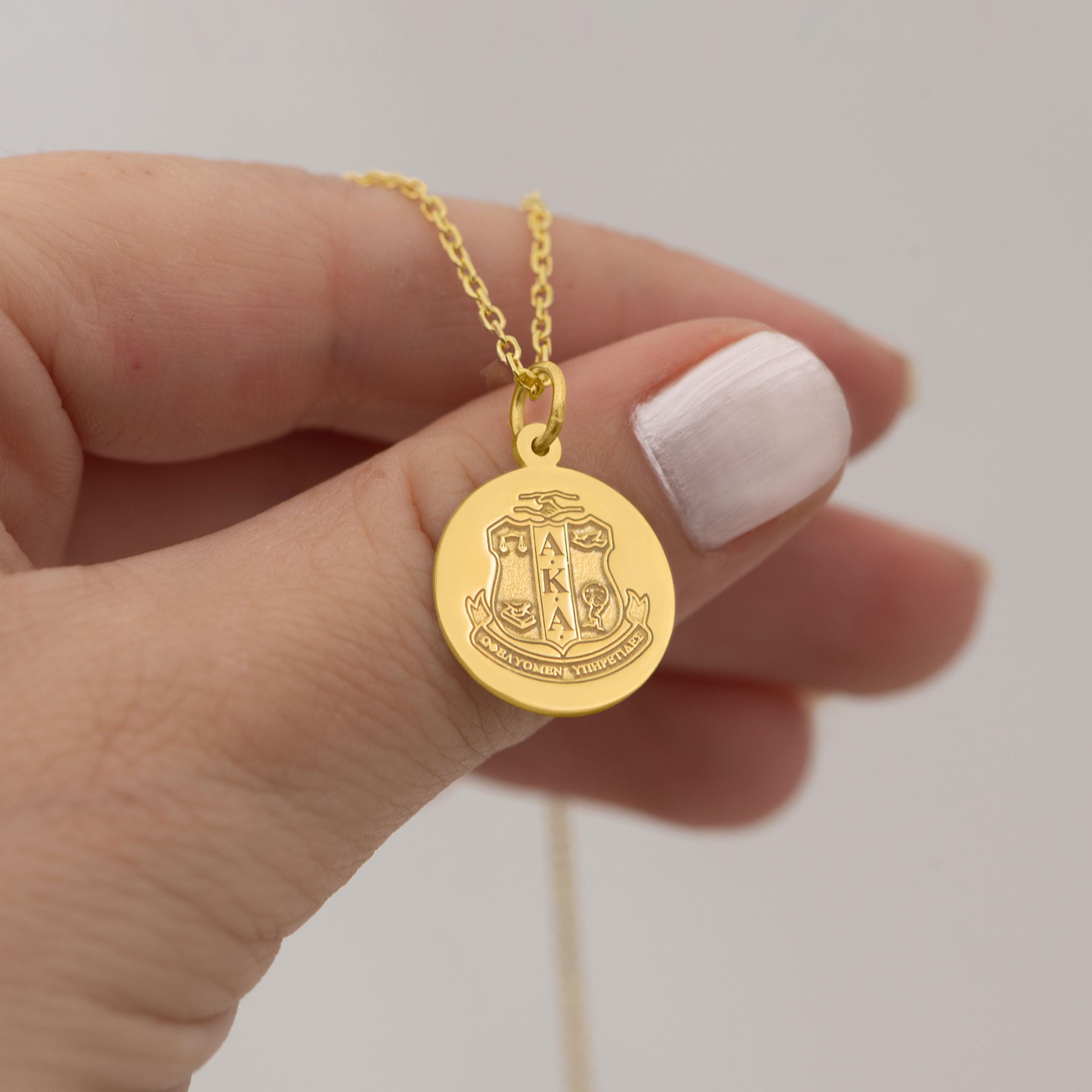14K Solid Gold Alpha Kappa Alpha Necklace – AKA Sorority Jewelry ...