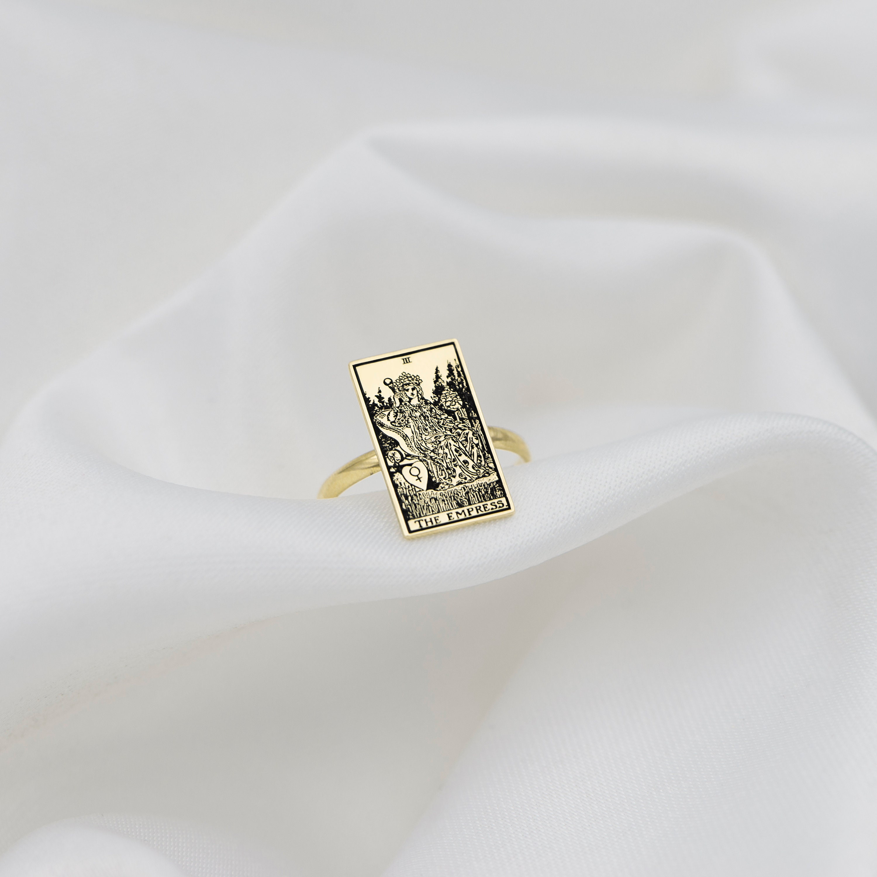 10k Solid Gold Tarot Card Ring – the Empress Jewelry - Etsy