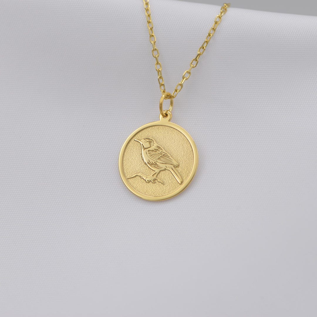 14K Solid Gold Wren Necklace – Bird Lover Jewelry | Celtic Wren Pendant ...