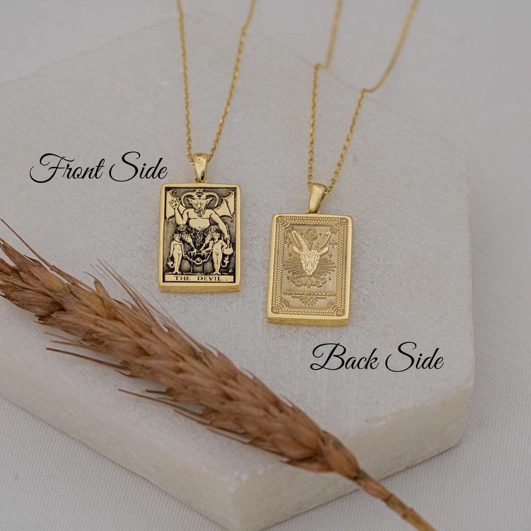 Capricorn the Devil Zodiac Tarot Necklace Double Sided by Demir Uluer ...
