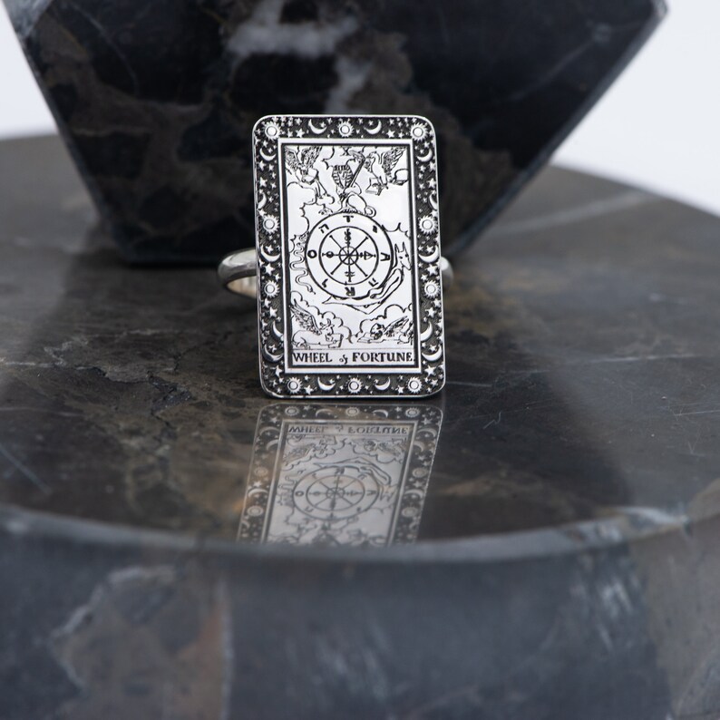 The Wheel of Fortune Tarot Card Ring Silver Tarot Jewelry - Etsy