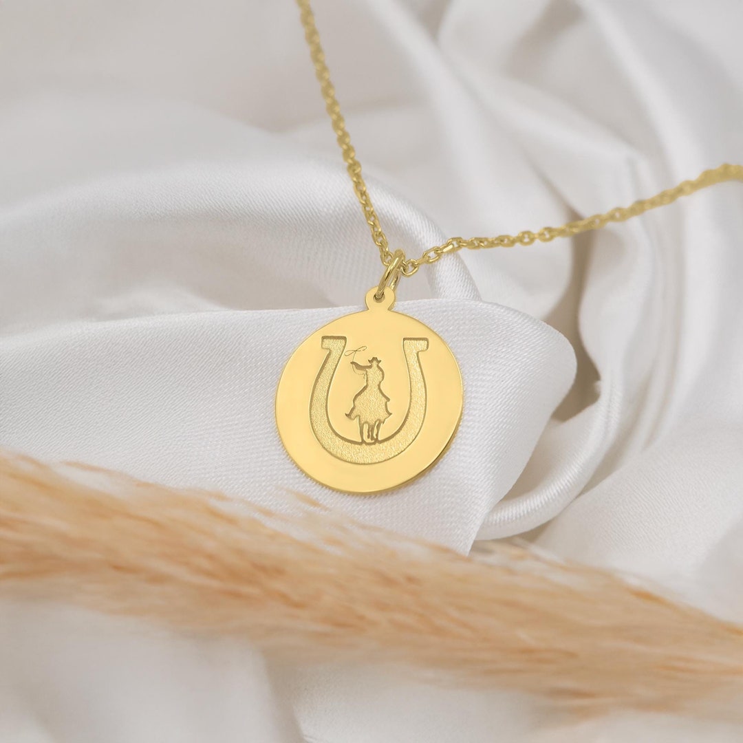 14K Solid Gold Cowboy Necklace – Western Rodeo Pendant | Handcrafted ...