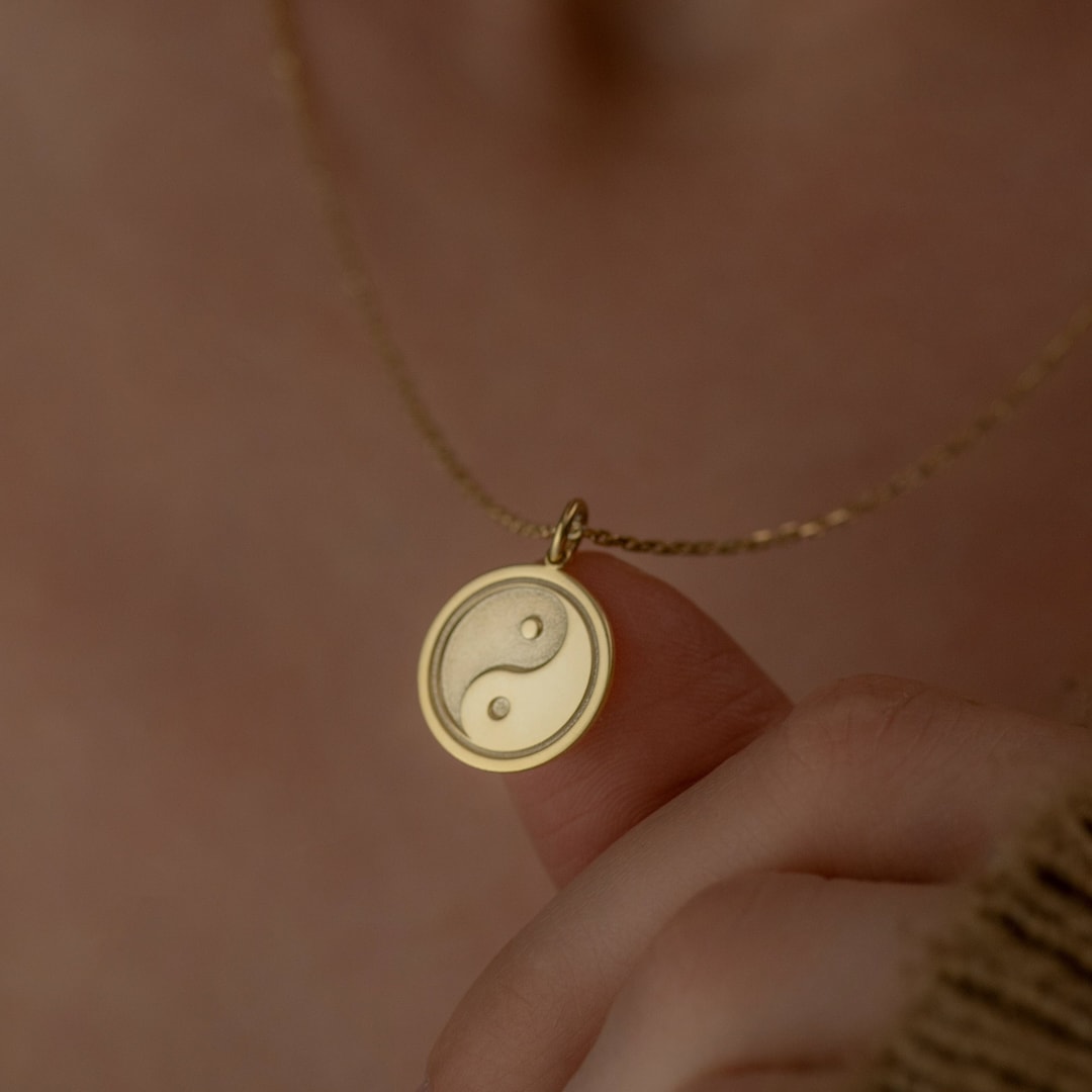 14k Real Solid Gold Yin Yang Necklace - Personalized Spiritual Jewelry ...