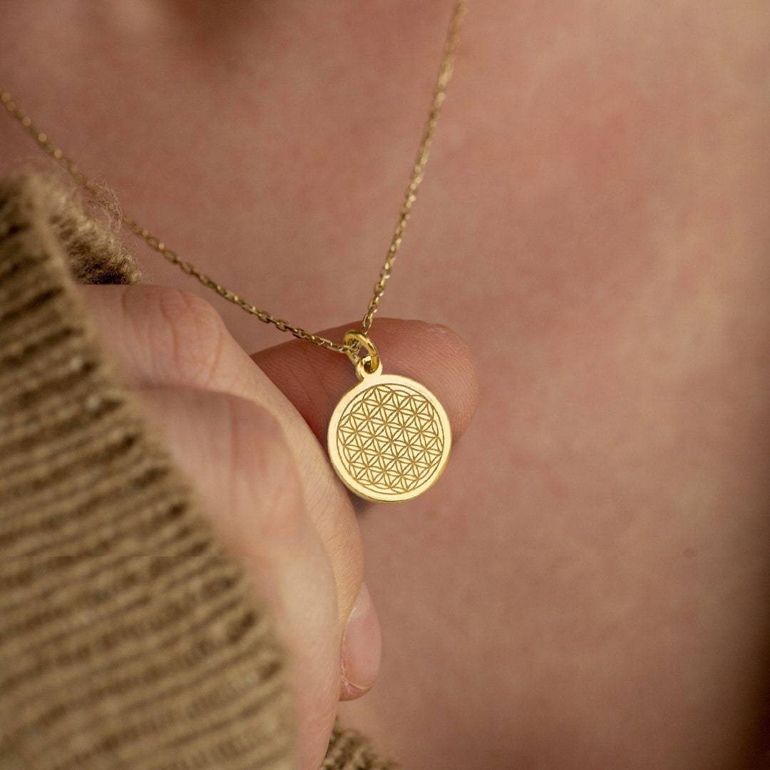 14k Solid Gold Flower of Life Necklace by Demir Uluer - Personalized ...