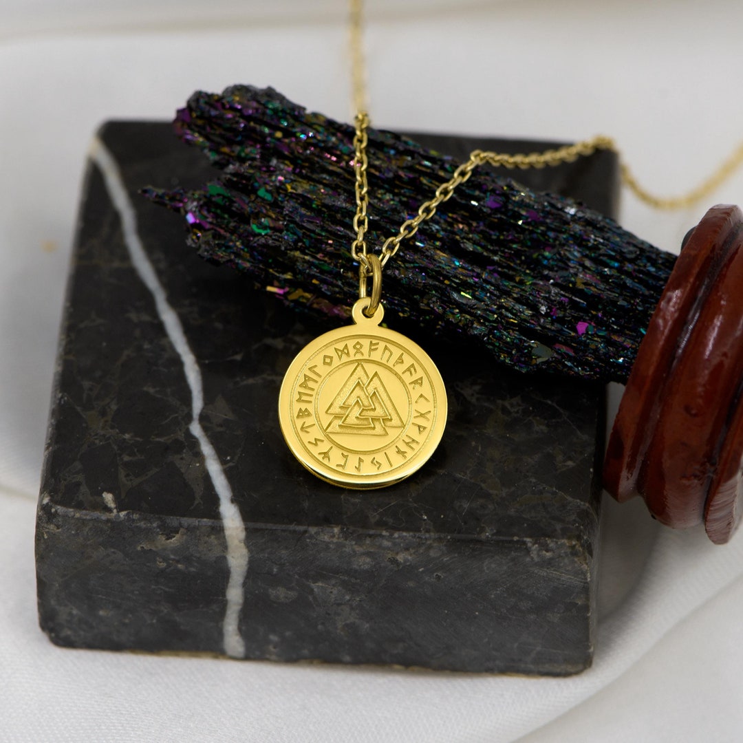 14K Solid Gold Valknut Pendant - Norse Mythology Jewelry | Viking ...