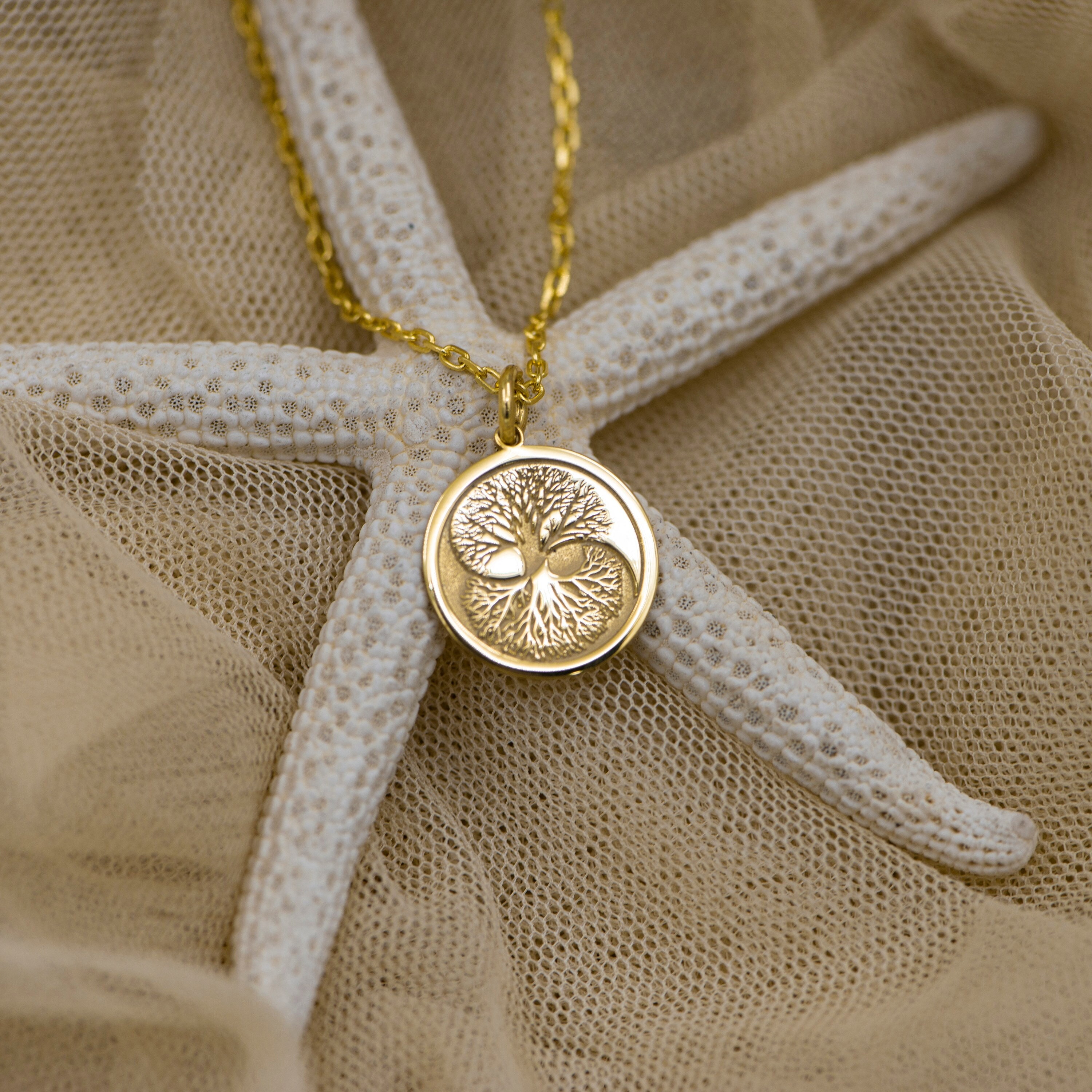 14k Solid Gold Tree of Life Yin Yang Necklace - Yoga Jewelry - Etsy UK