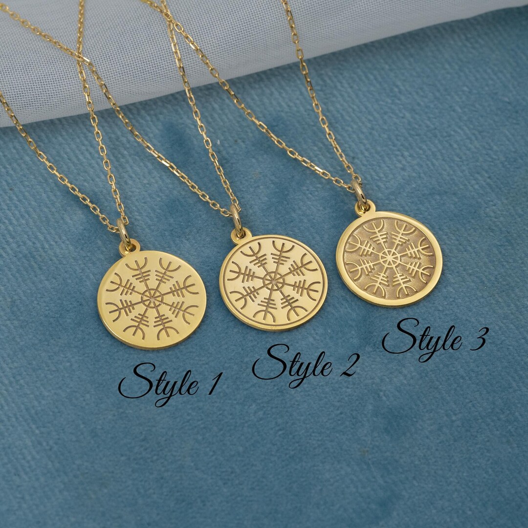 Real 14k Solid Gold Helm of Awe Necklace - Personalized Helm of Awe ...