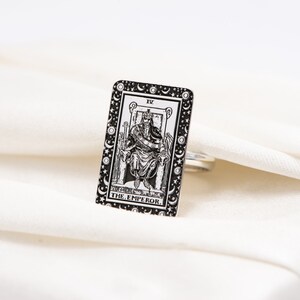 Astrology Ring Tarot Gifts Emperor Tarot Card Ring Silver Tarot Jewelry ...