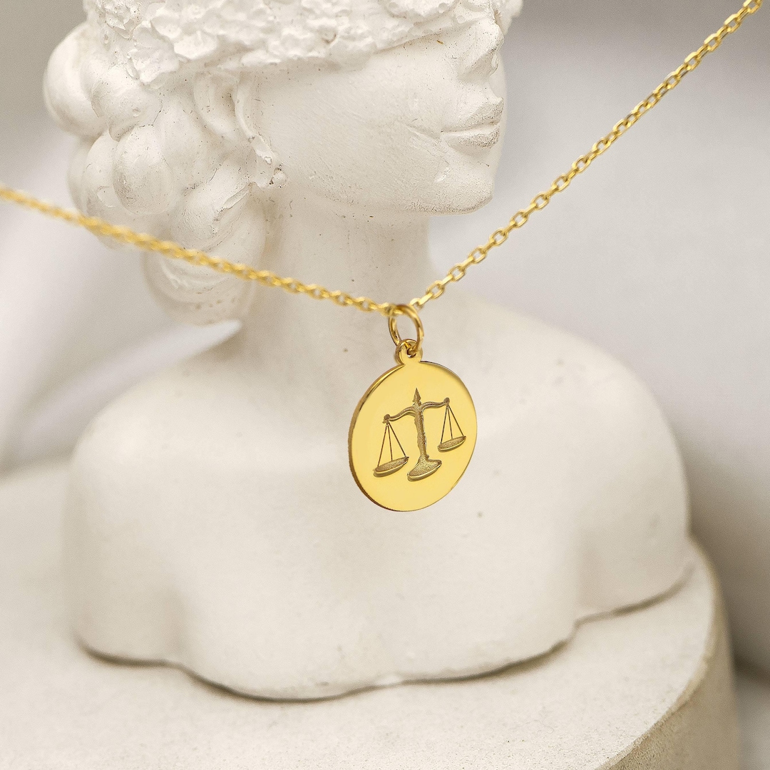 14K Solid Gold Justice Pendant - Symbol of Fairness and Truth | Legal ...