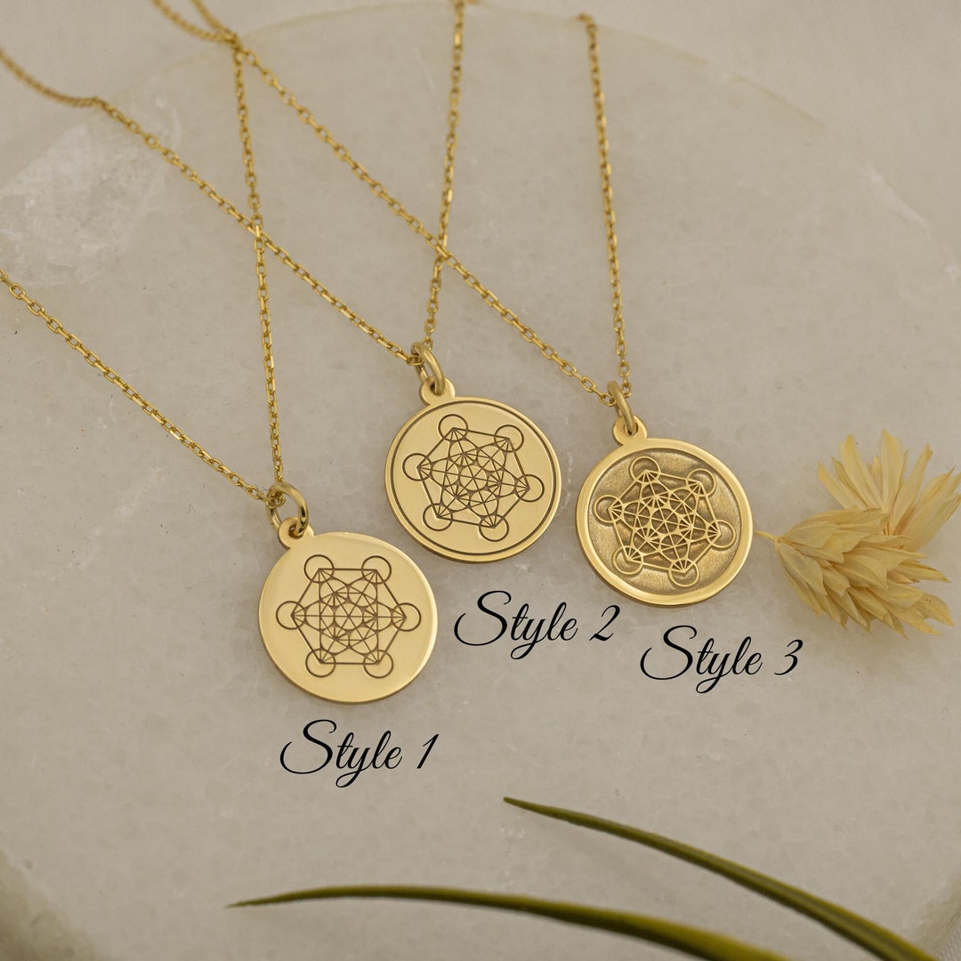 14K Solid Gold Metatron's Cube Necklace - Sacred Geometry Jewelry ...