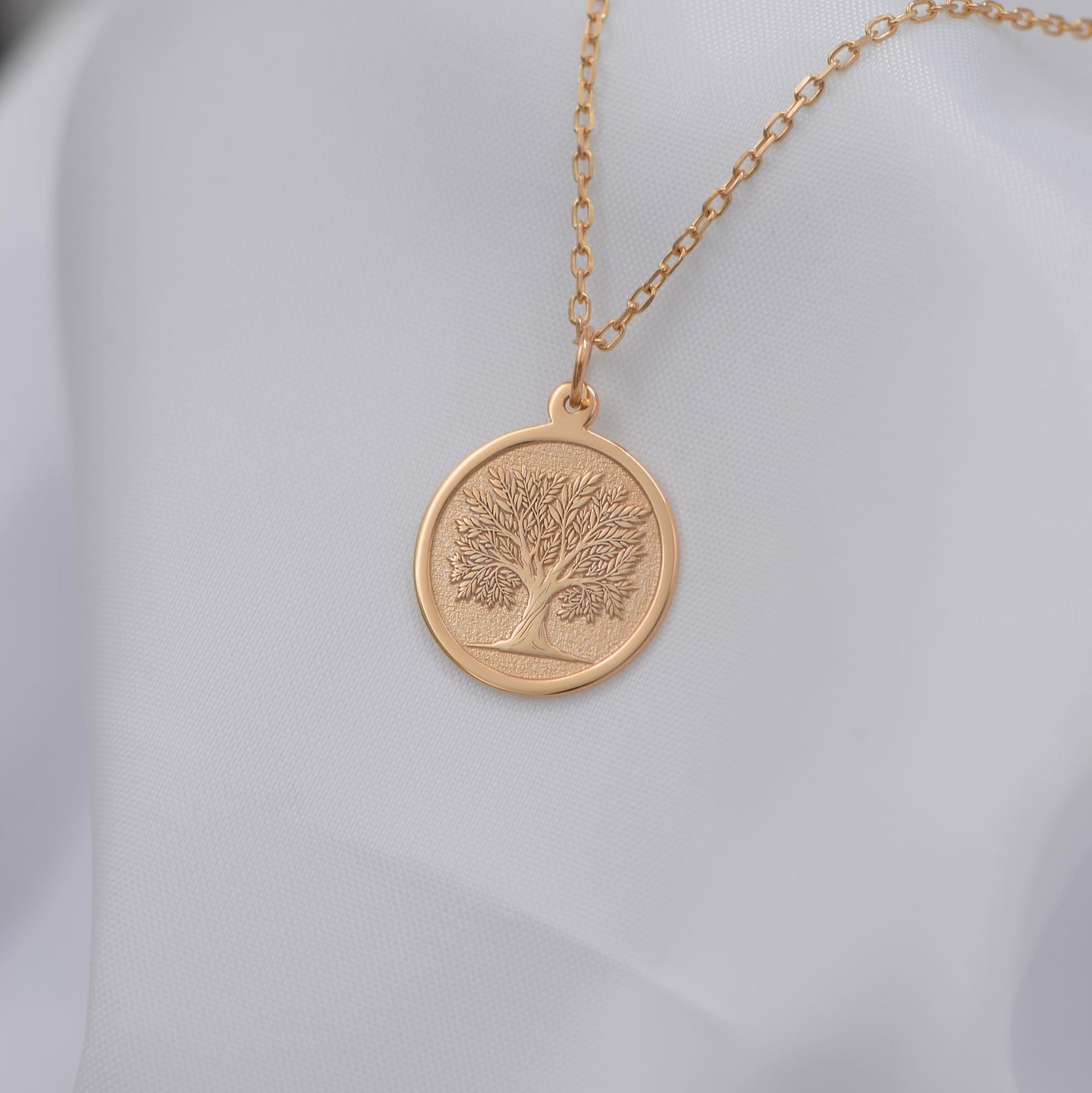 14K Solid Gold Olive Tree Necklace – Greek Symbol of Peace Prosperity ...