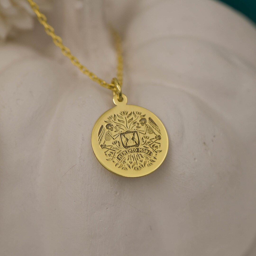 14K Solid Gold Memento Mori Pendant - Skull Reminder, Stoic Philosophy ...