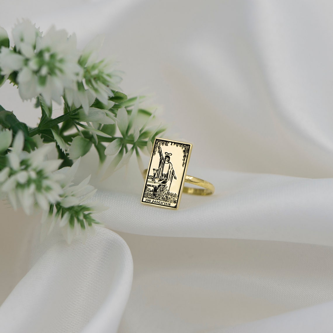 The Magician Tarot Card Ring 14K Solid Yellow Gold Tarot - Etsy