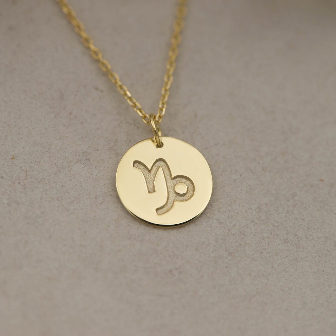 14K Solid Gold Capricorn Zodiac Sign Necklace - Goat Symbol Astrology ...