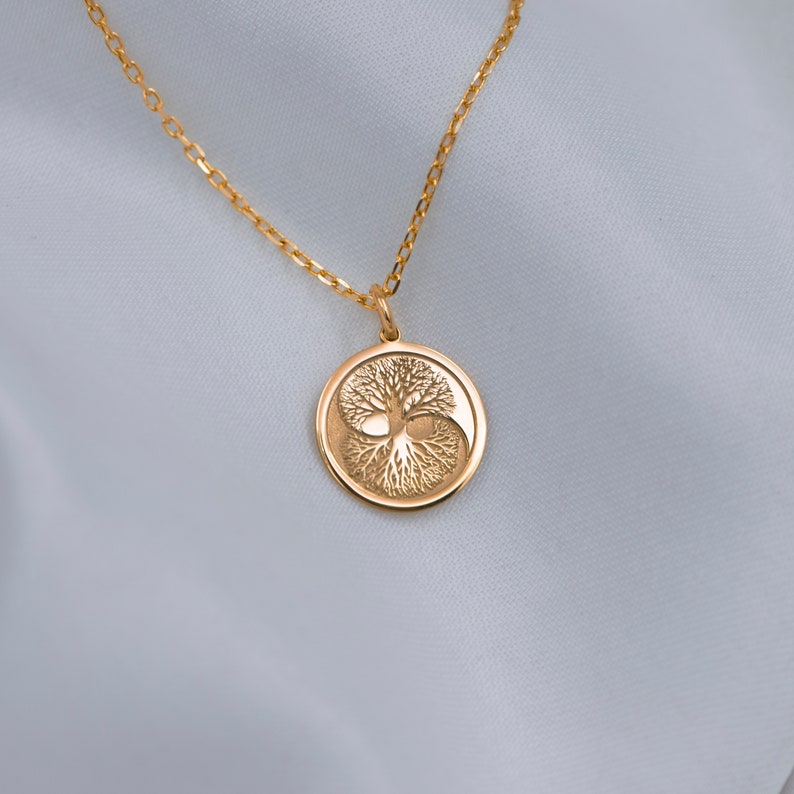 14k Solid Gold Tree of Life Yin Yang Necklace - Yoga Jewelry - Etsy UK