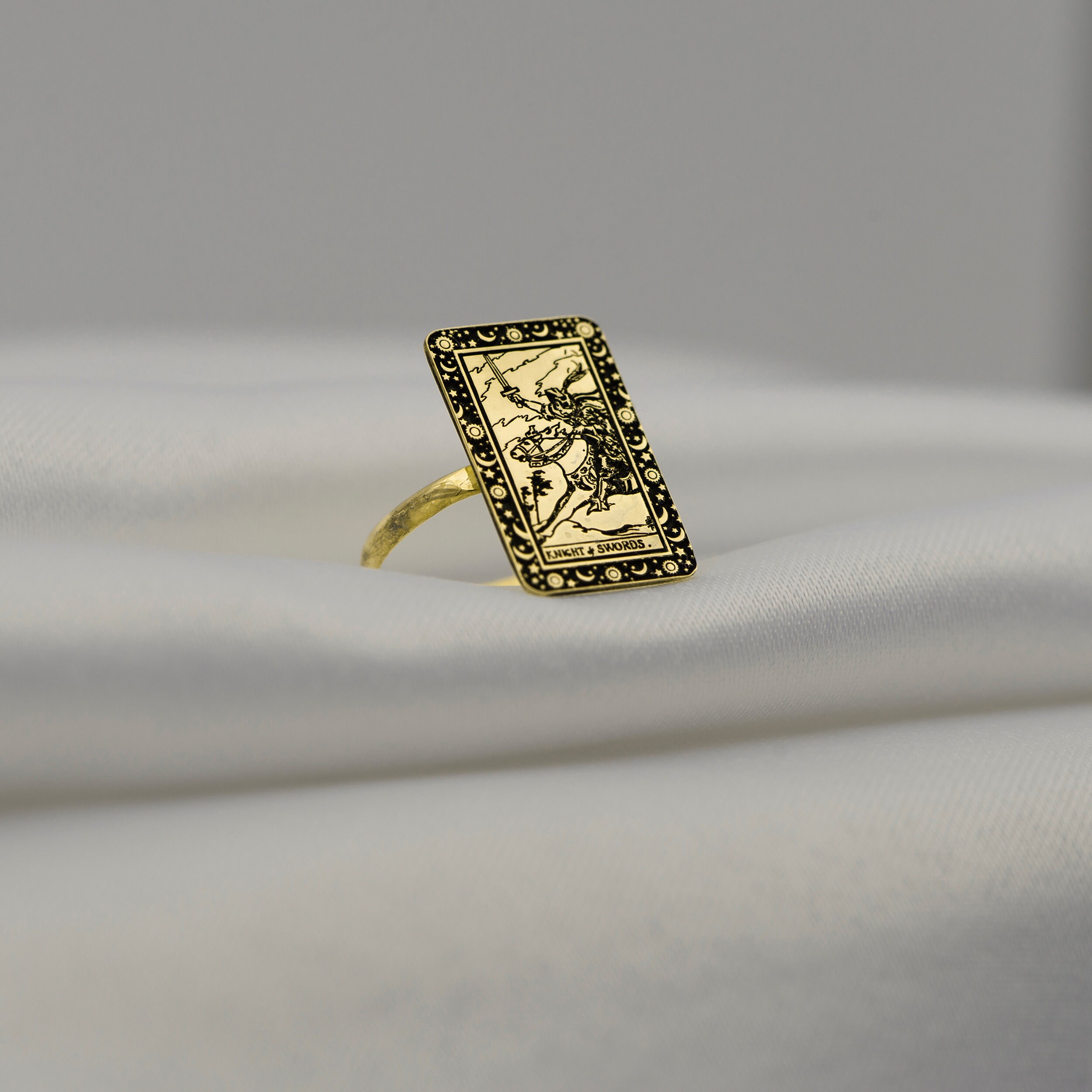 Tarot Card Ring Knight of Swords Gold Silver Tarot Jewelry Astrology ...