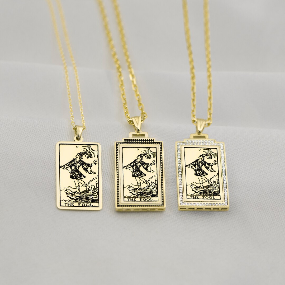 Sterling Silver the Fool Tarot Card Necklace, Handmade Silver or Gold ...