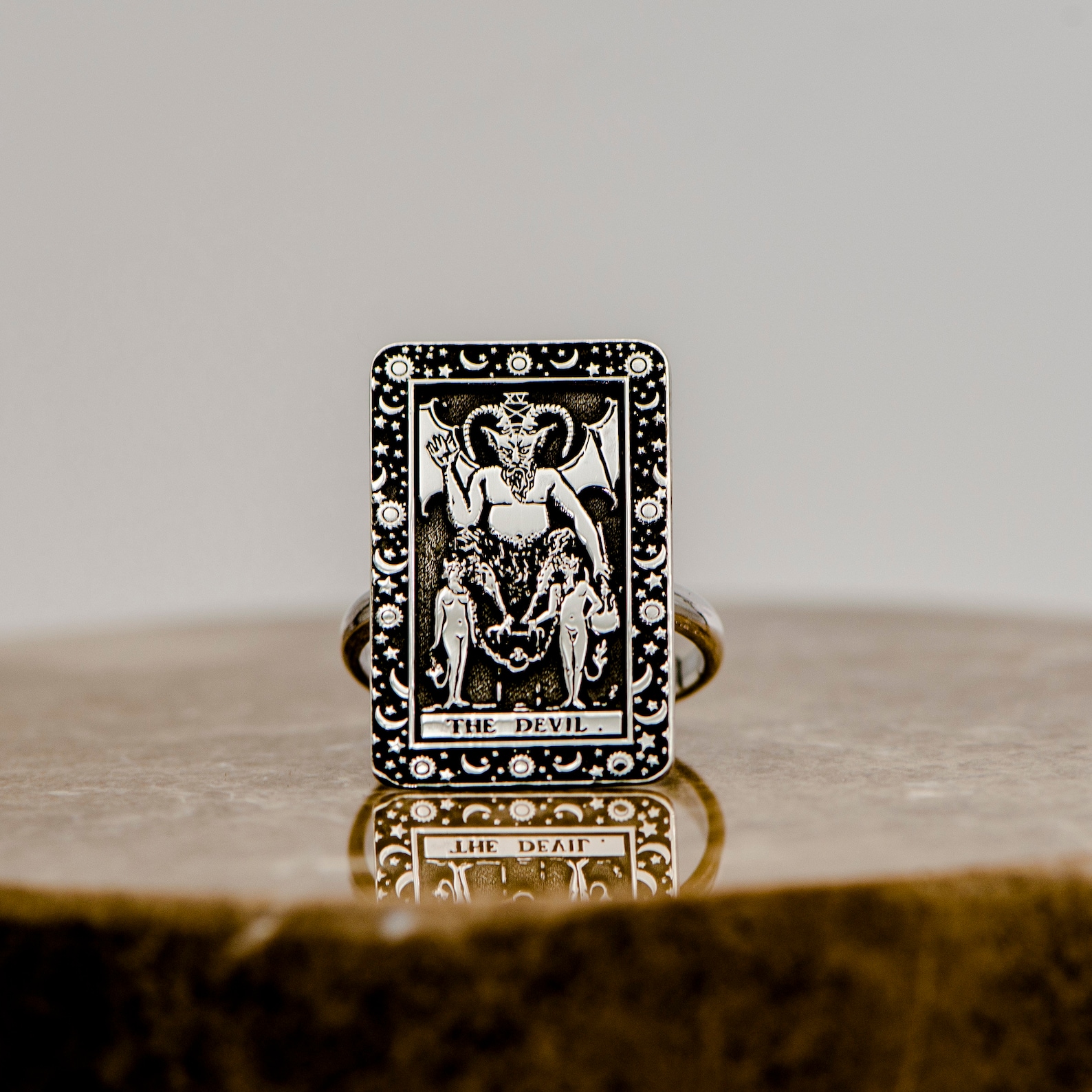 The Devil Tarot Card Ring Gold Silver,tarot Jewelry Sterling Silver ...