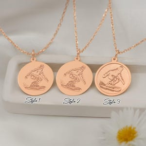 Real 14K Solid Gold Snowboarder Necklace – Snowboarding Pendant ...