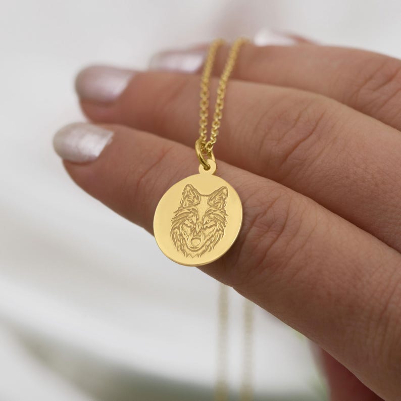 14K Solid Gold Wolf Necklace – Handmade Animal Pendant | Unique Wolf ...