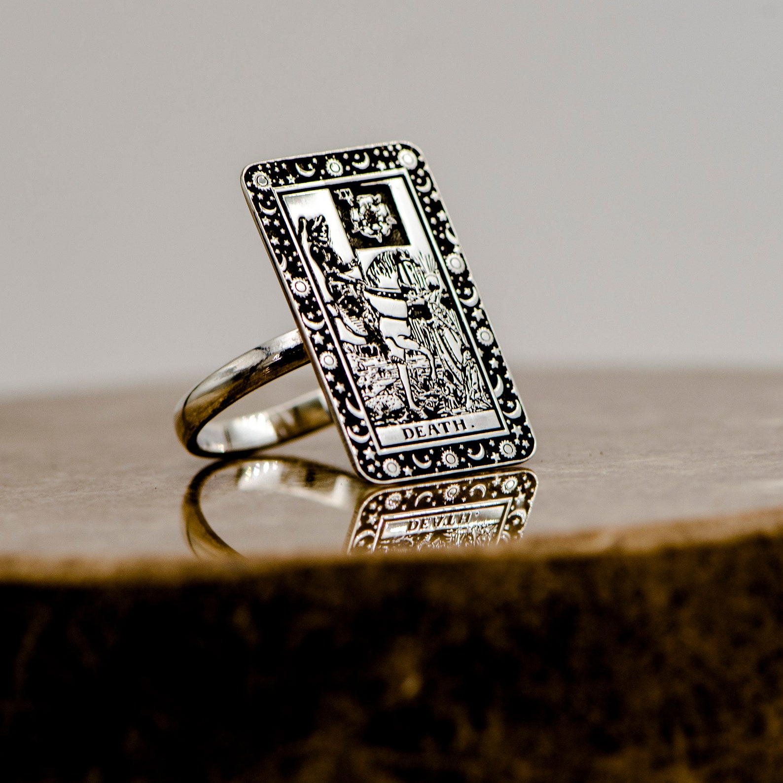Sterling Silver Death Tarot Card Ring, Astrology Jewelry - Etsy