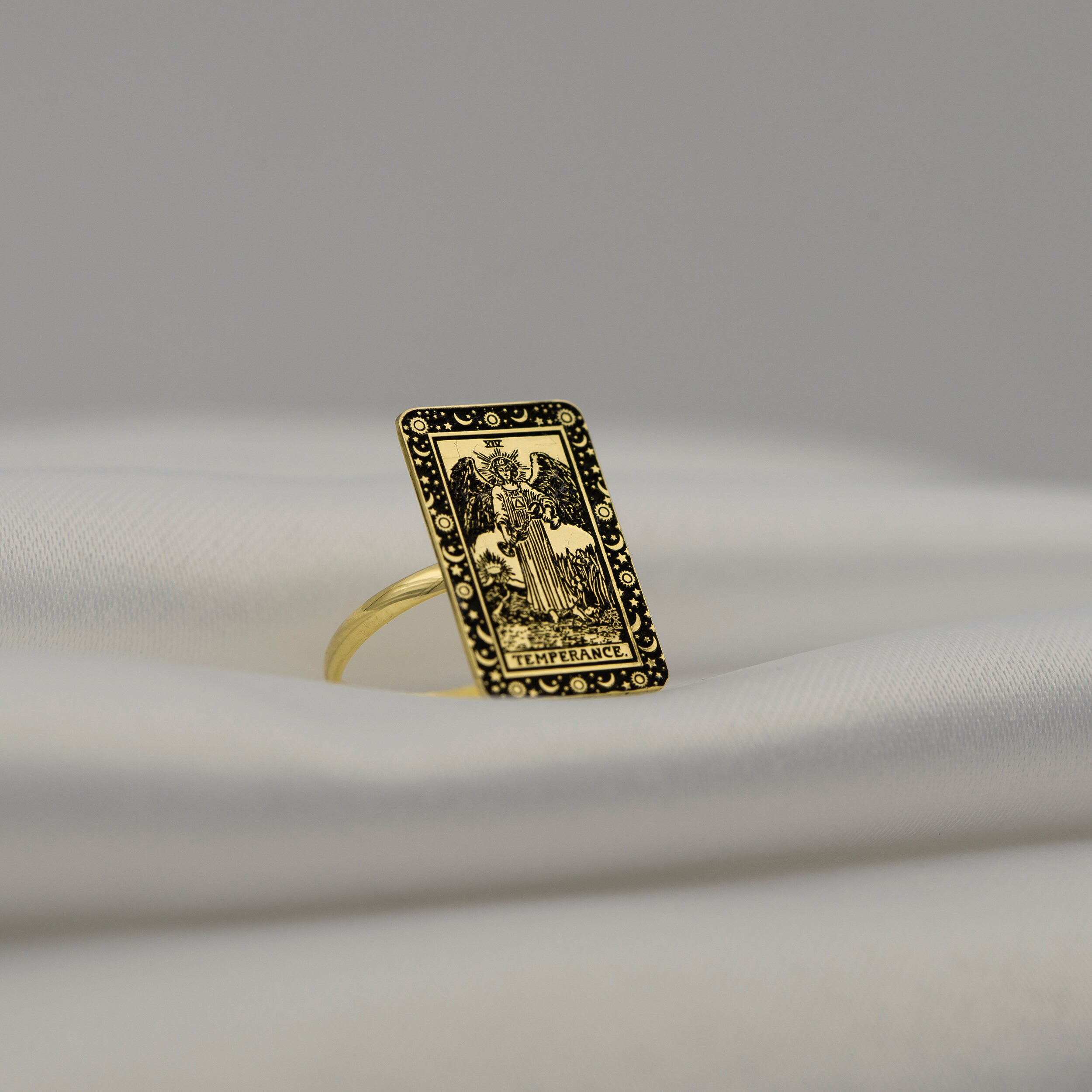 Tarot Card Ring Silver or Gold Temperance Tarot Gifts Tarot | Etsy