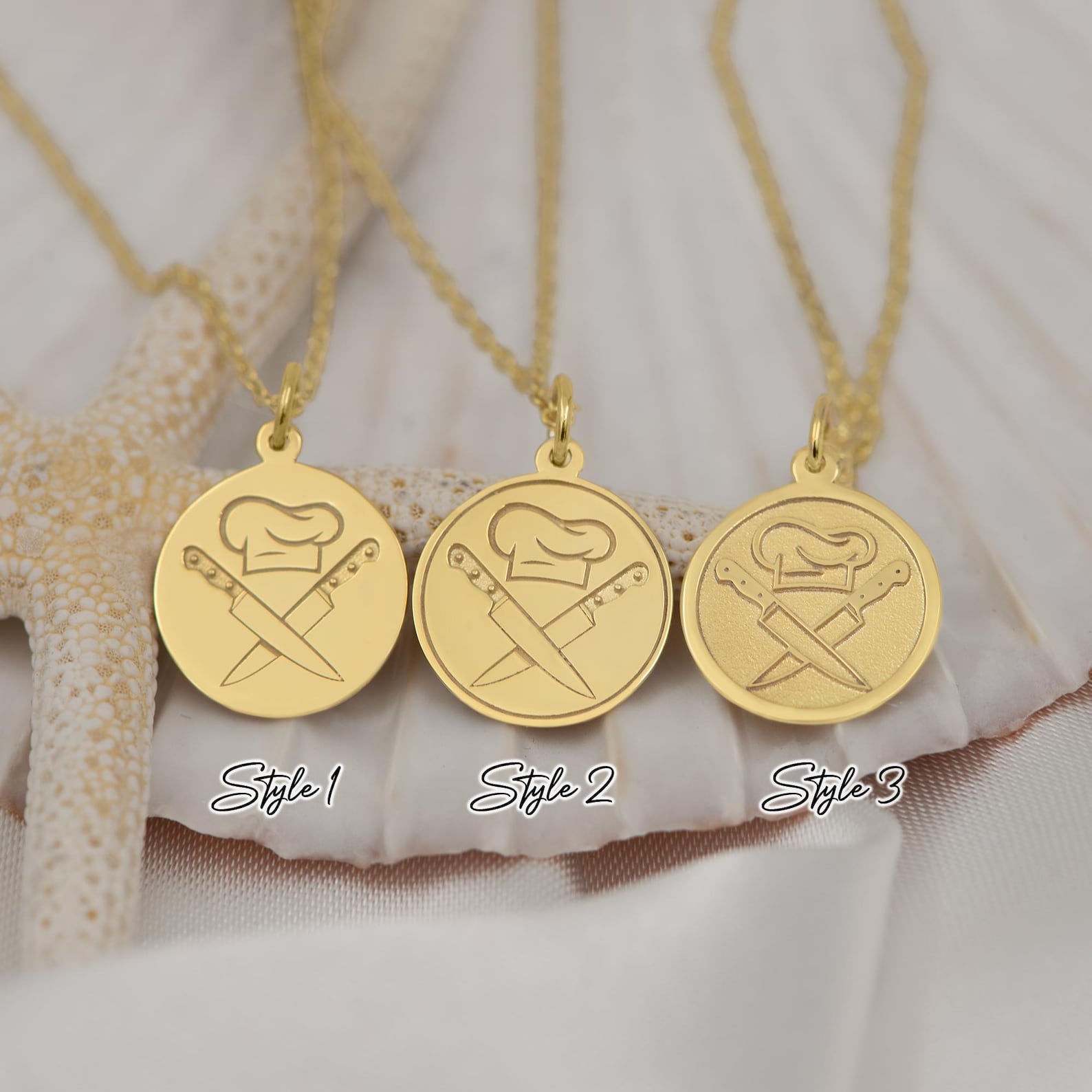 14K Solid Gold Chef Hat Necklace – Chef Jewelry Gift | Handmade Chef ...