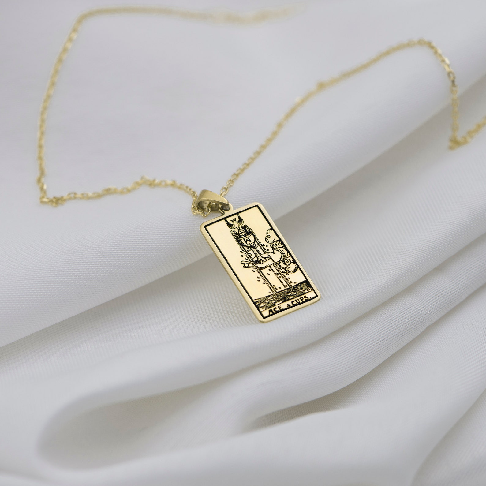 Tarot Jewelry 14k Solid Yellow Gold Ace of Cups Zodiac - Etsy