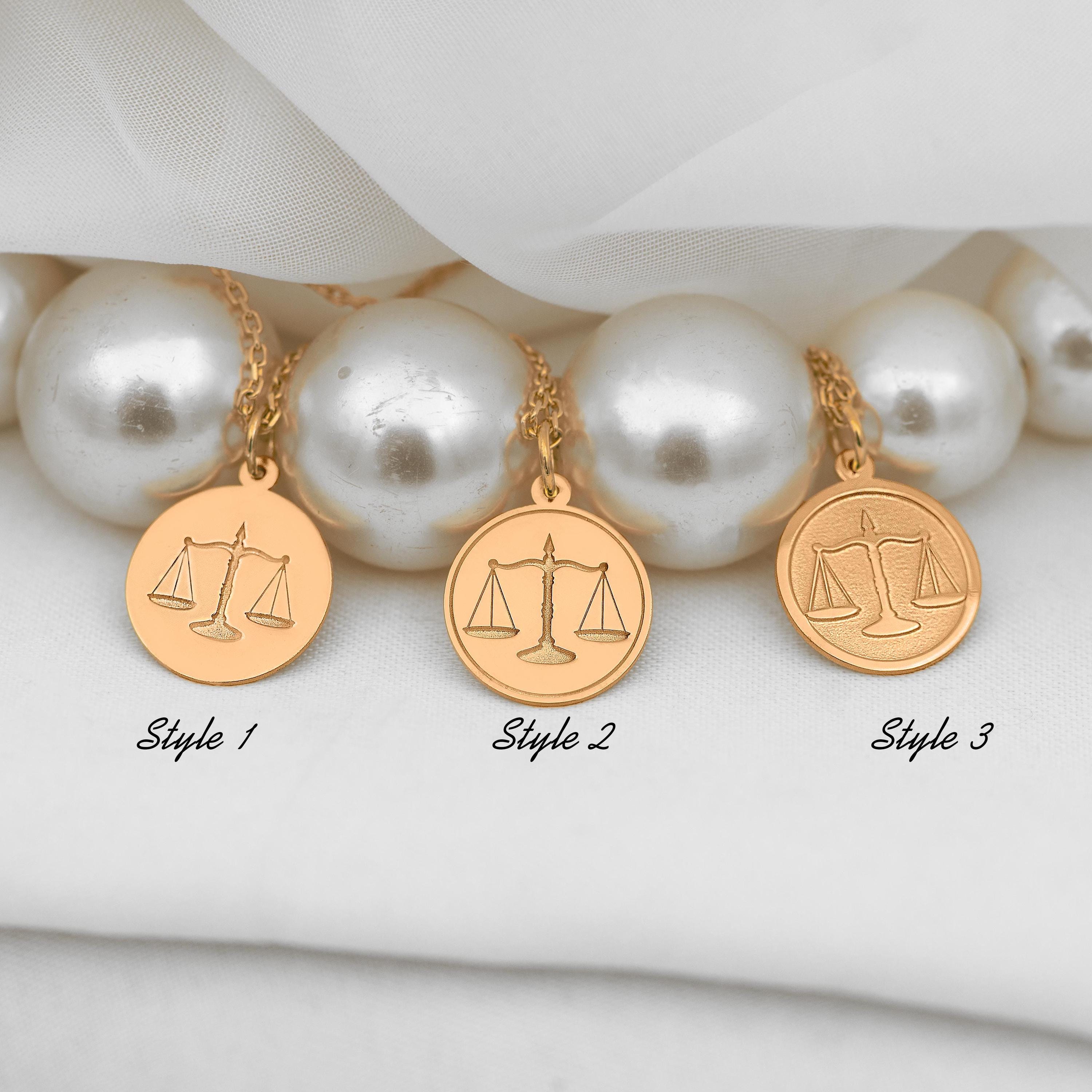 14K Solid Gold Justice Pendant - Symbol of Fairness and Truth | Legal ...