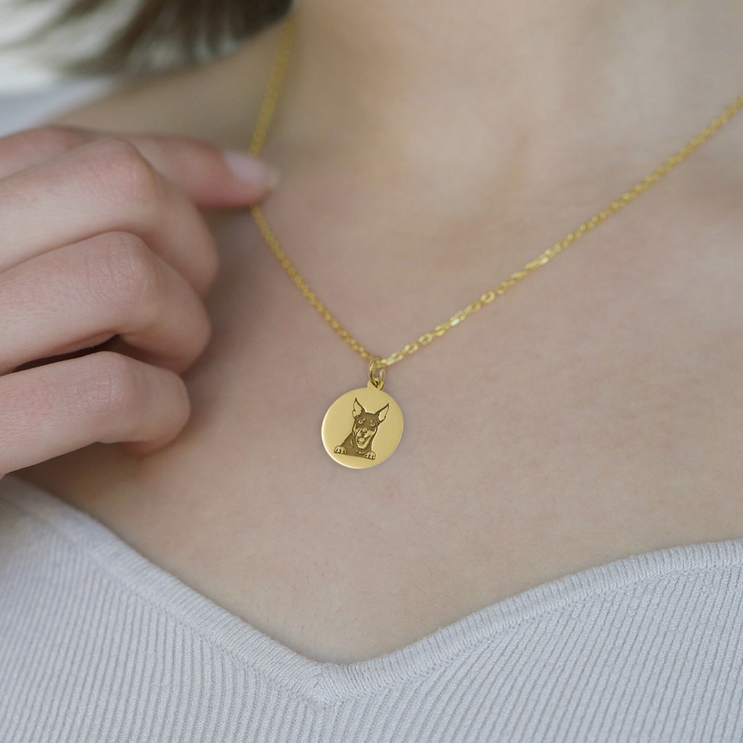 14K Solid Gold Australian Kelpie Necklace - Custom Engraved Pet ...