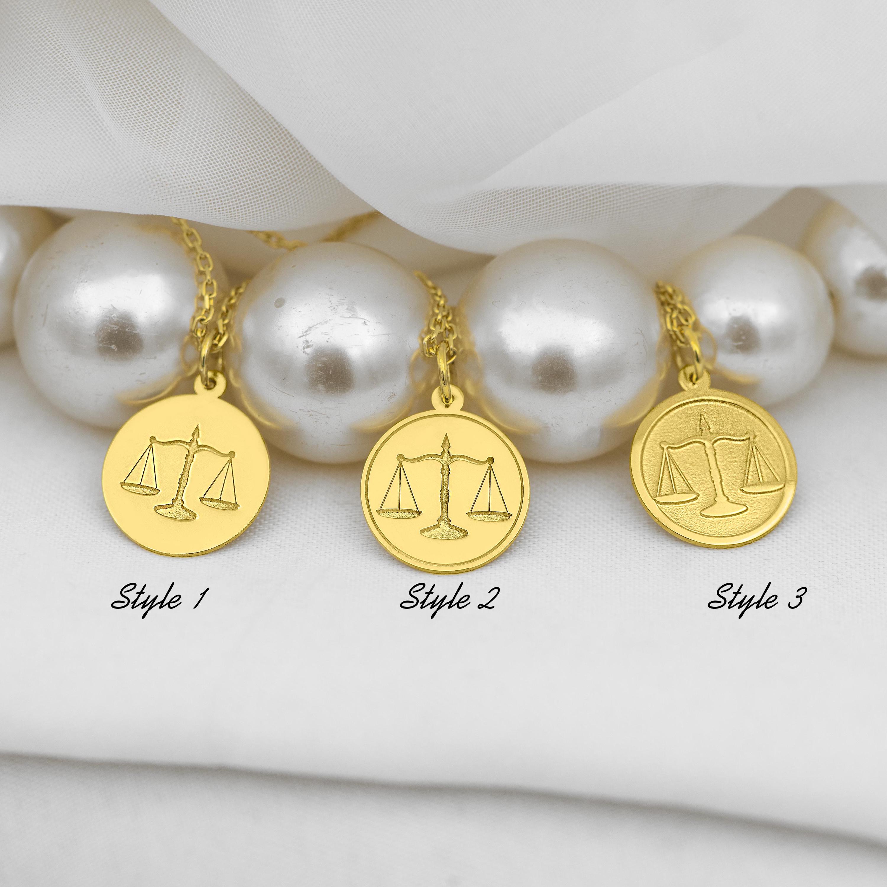 14K Solid Gold Justice Pendant - Symbol of Fairness and Truth | Legal ...