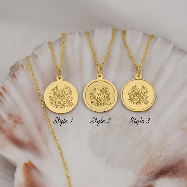 14K Solid Gold Cardinal Necklace - Bird Lover Jewelry, Nature-inspired ...
