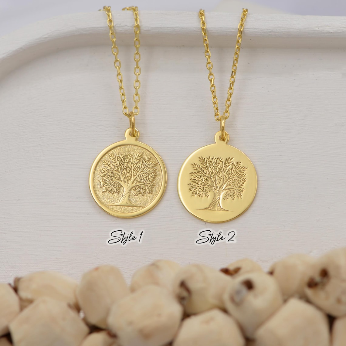 14K Solid Gold Olive Tree Necklace – Greek Symbol of Peace Prosperity ...
