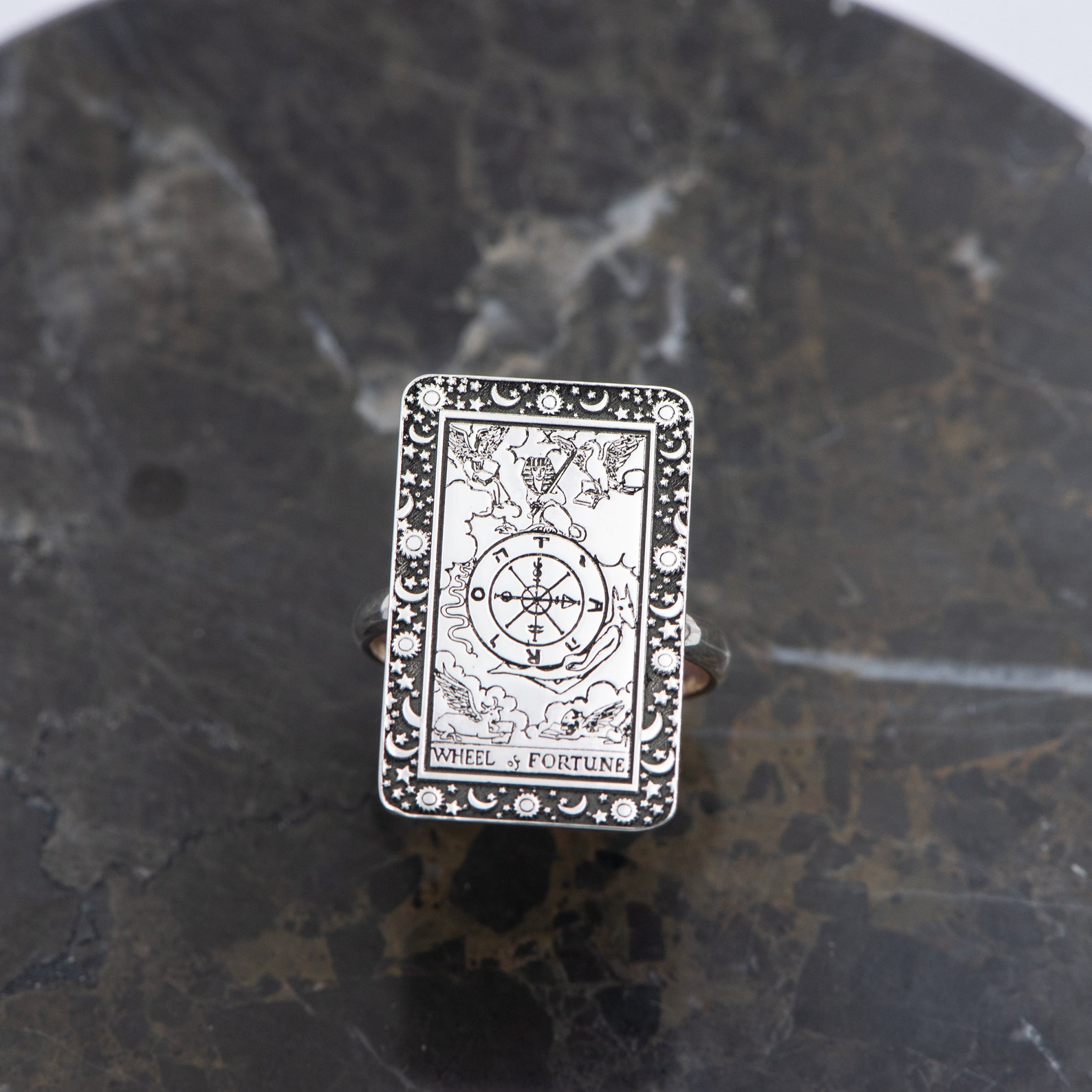 The Wheel of Fortune Tarot Card Ring Silver Tarot Jewelry - Etsy