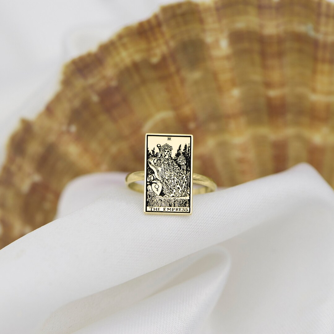 10k Solid Gold Tarot Card Ring – the Empress Jewelry - Etsy