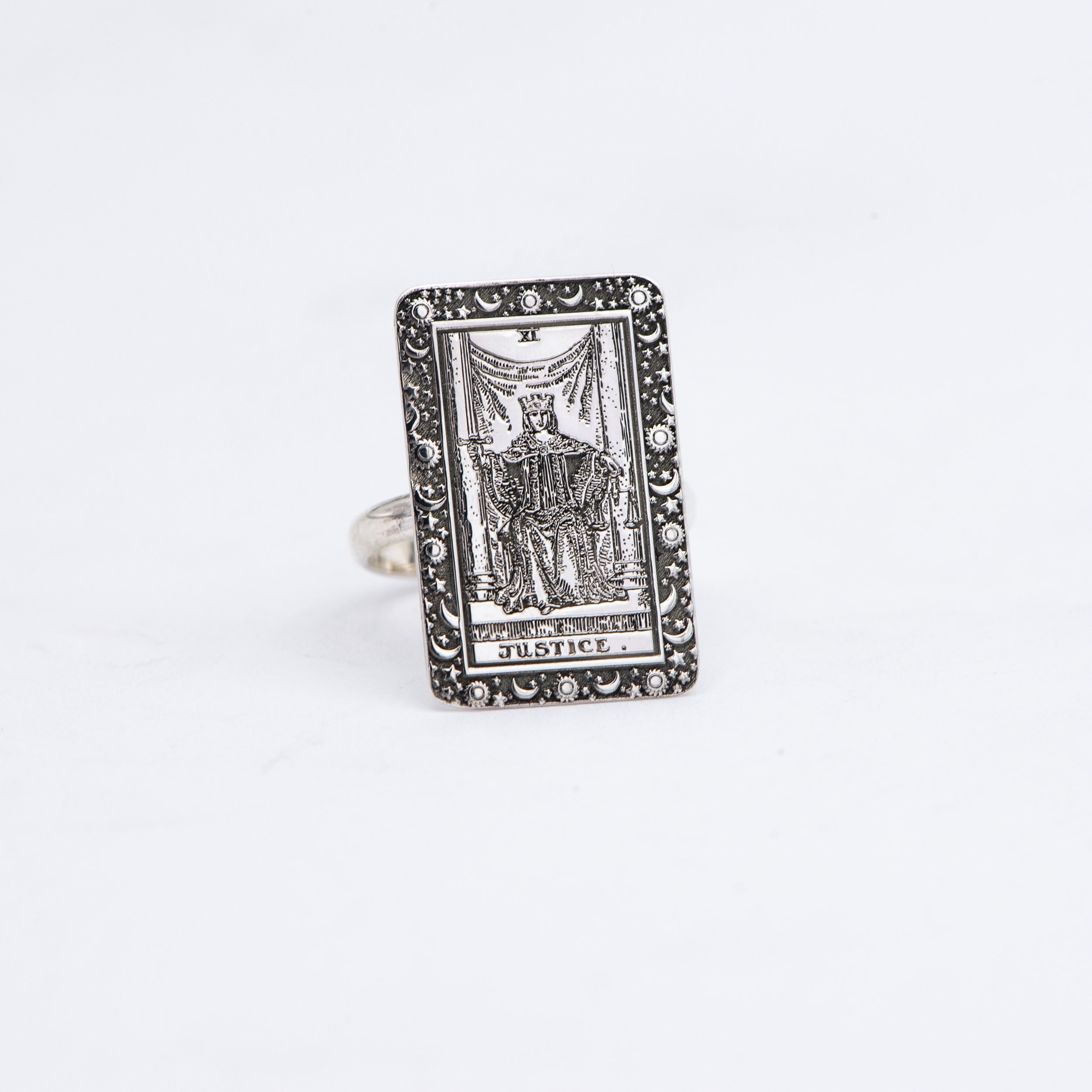 Tarot Ring , the Justice Tarot Card Silver Ring Tarot Jewelry Astrology ...