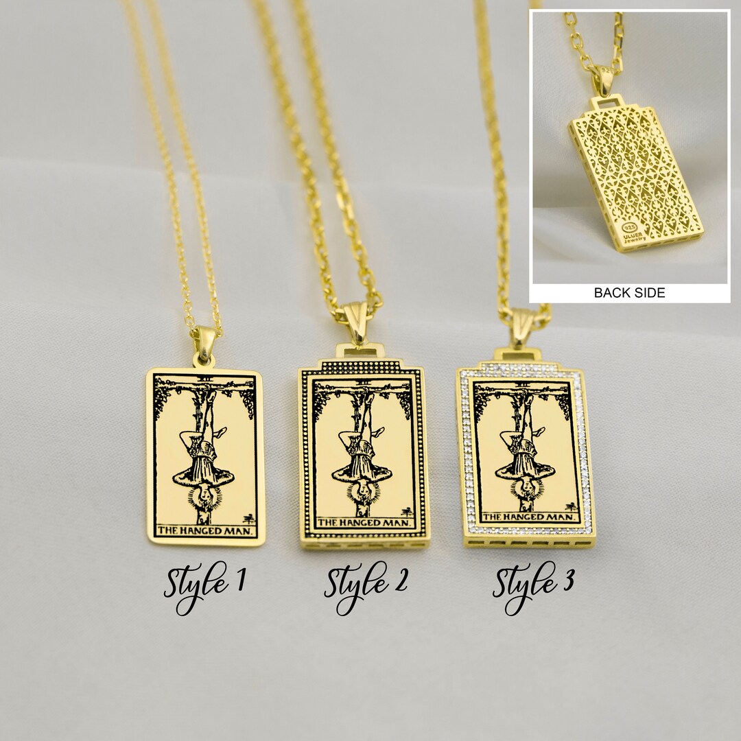 Tarot Gifts the Hanged Man Tarot Card Necklace Silver Tarot Pendant ...
