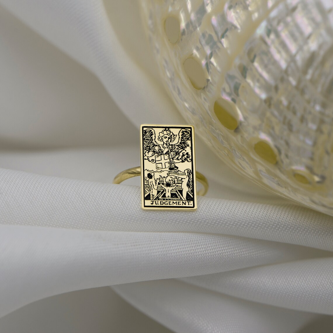 The Judgement Tarot Card Ring 10K Solid Yellow Gold Mystic | Etsy