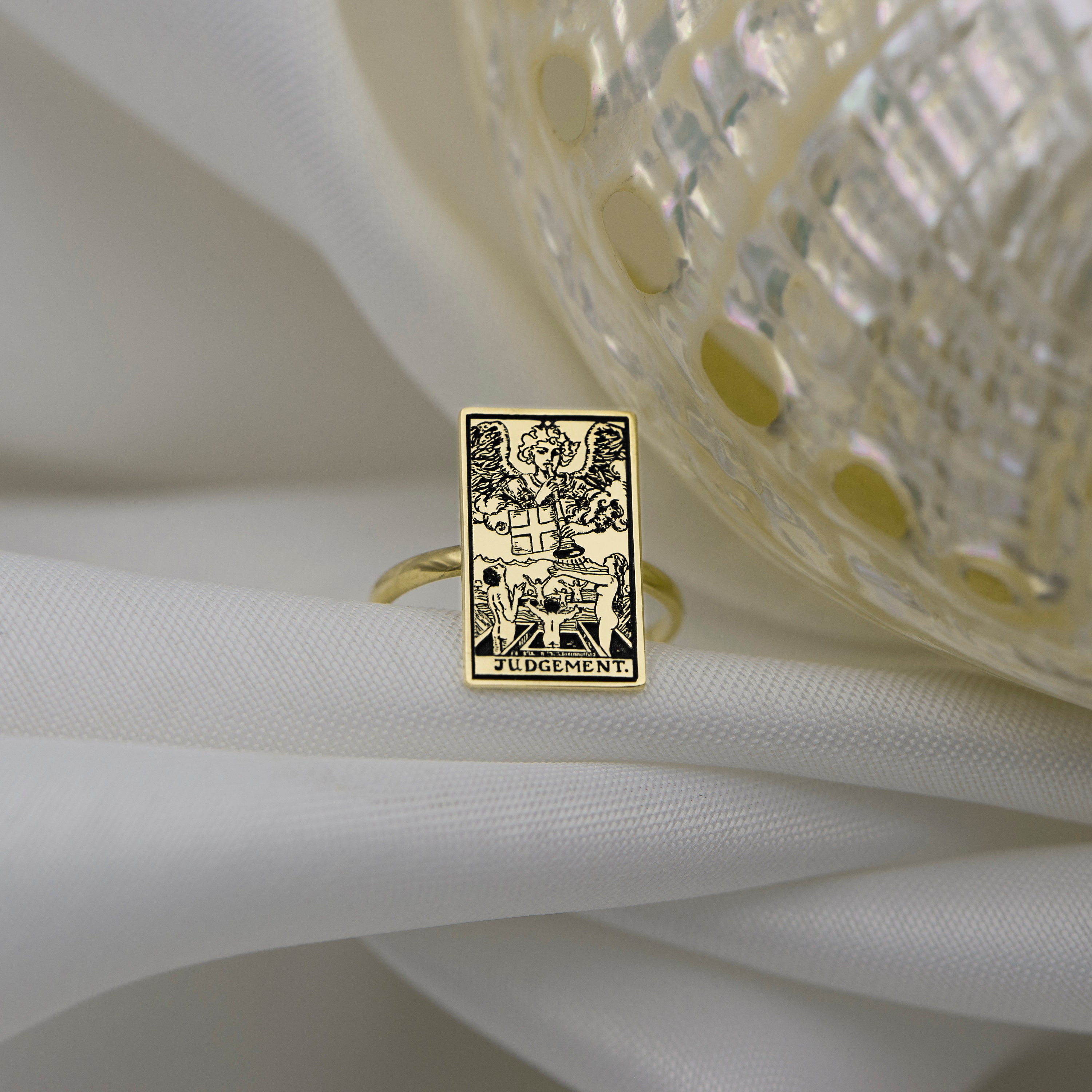 The Judgement Tarot Card Ring 10K Solid Yellow Gold Mystic - Etsy