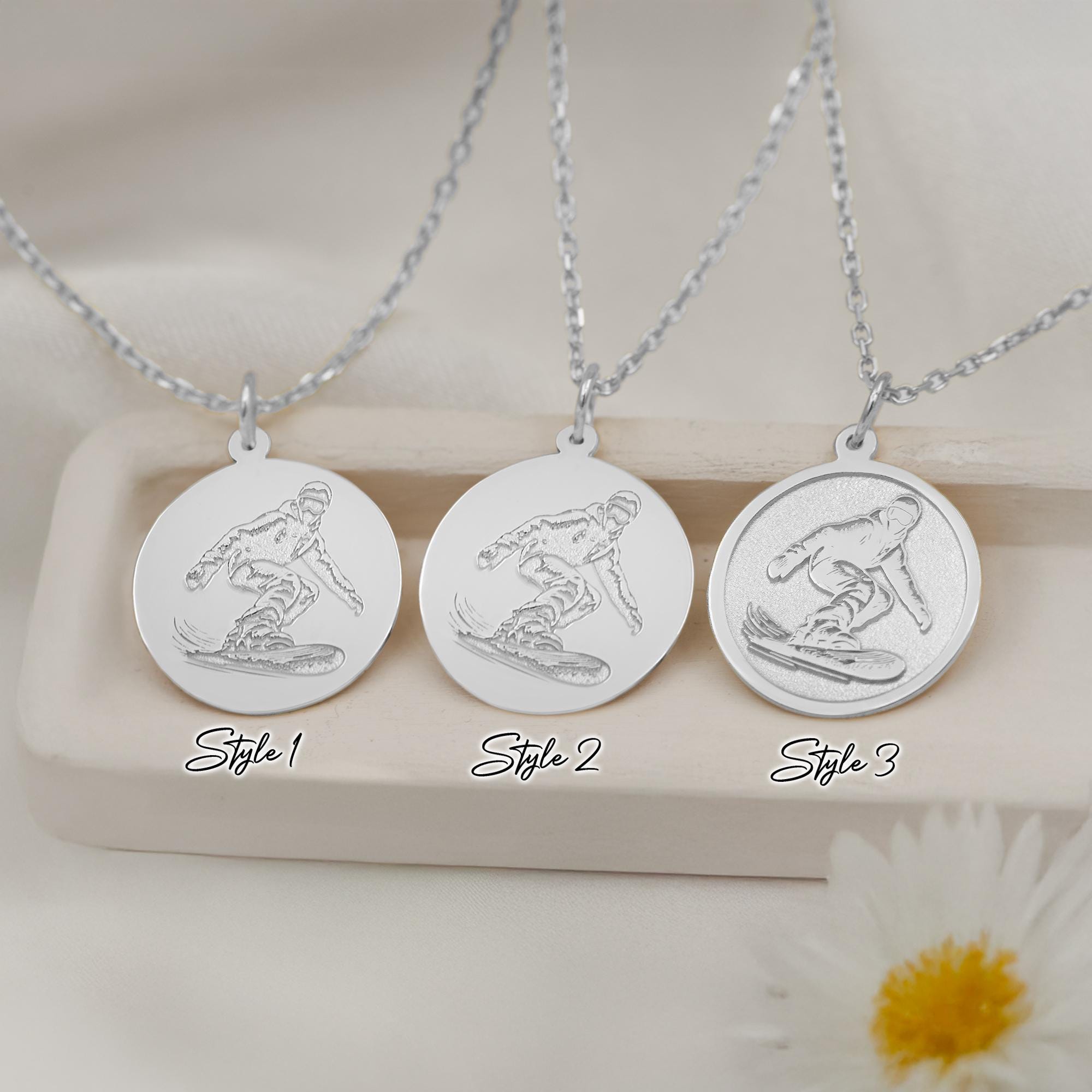 Real 14K Solid Gold Snowboarder Necklace – Snowboarding Pendant ...