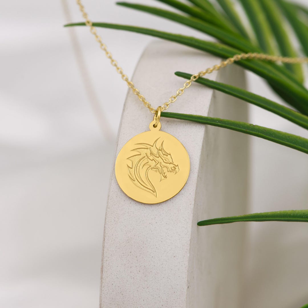 Real 14K Solid Gold Dragon Pendant | Mythical Creature Necklace ...