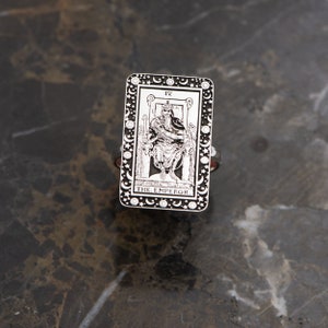Astrology Ring Tarot Gifts Emperor Tarot Card Ring Silver Tarot Jewelry ...