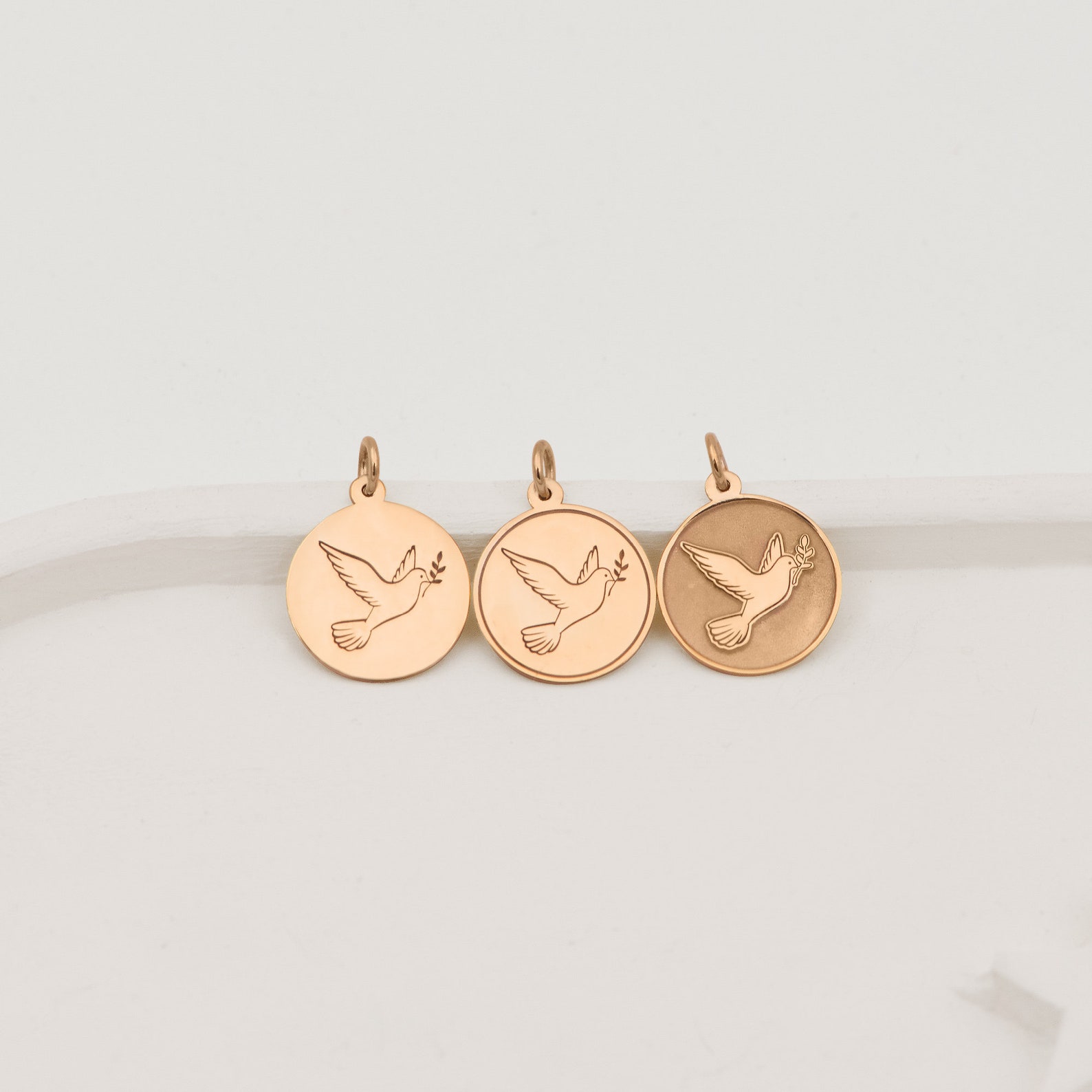 Dainty Dove Necklace 14k Real Solid Gold by Demir Uluer - Bird Pendant ...