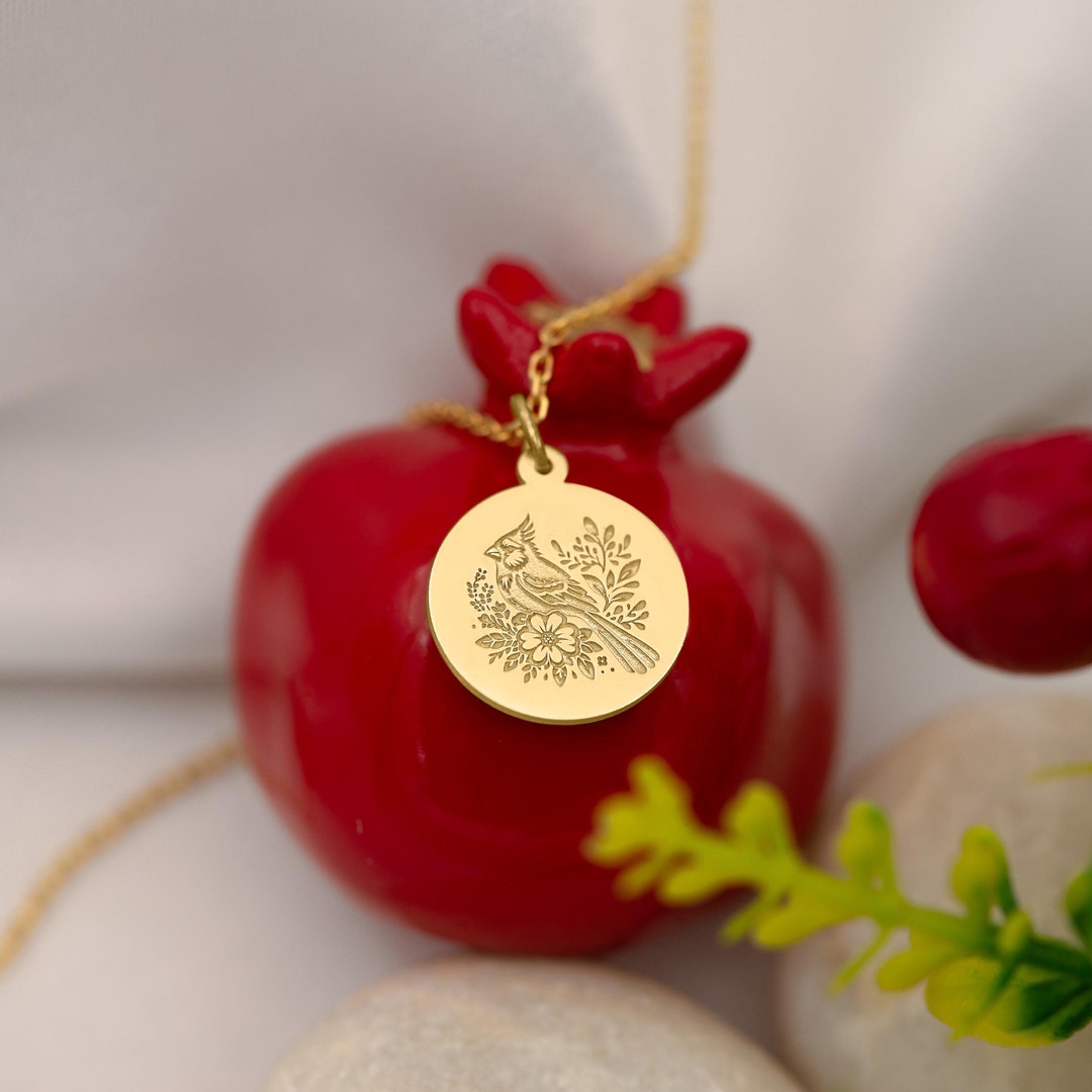 14K Solid Gold Cardinal Necklace - Bird Lover Jewelry, Nature-inspired ...