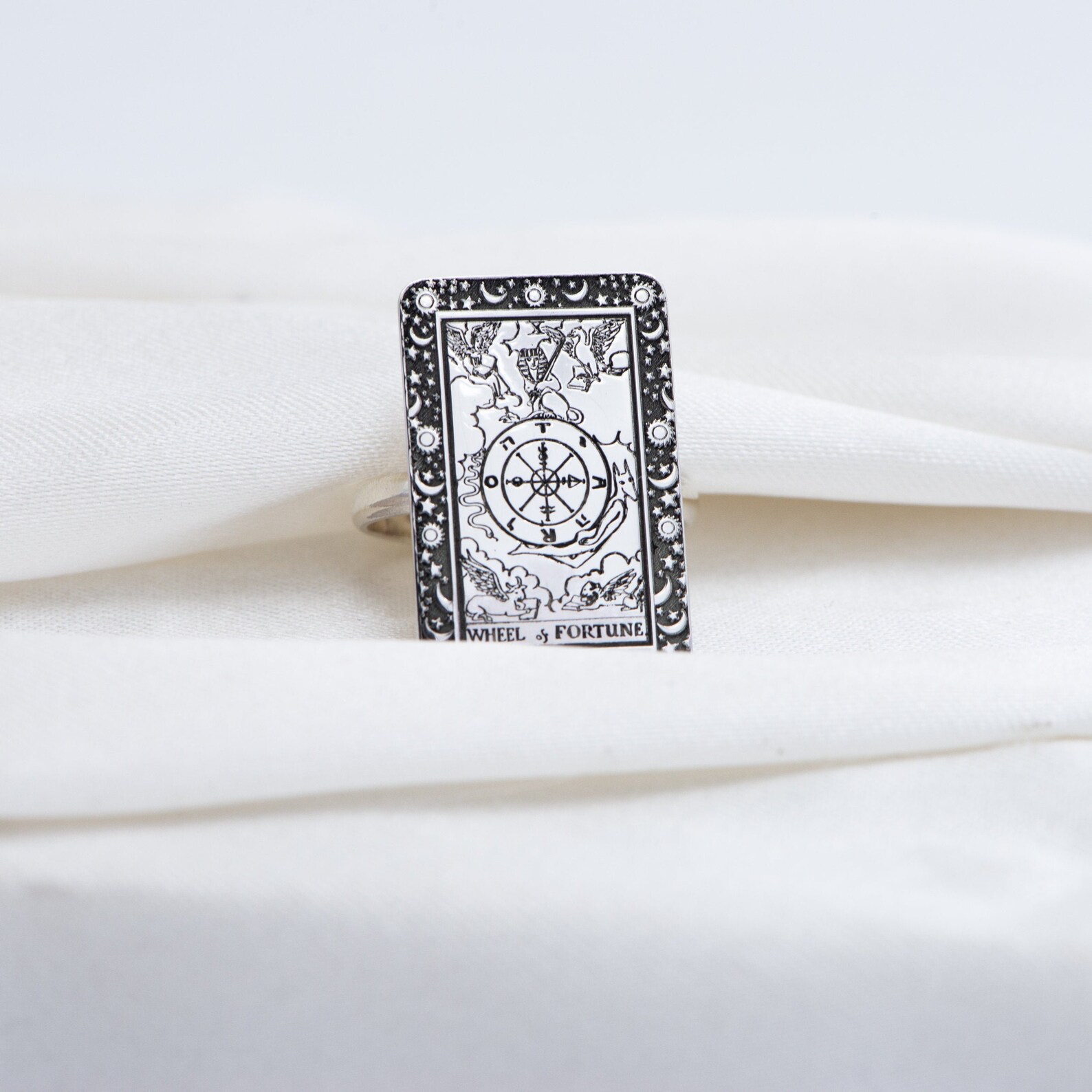 The Wheel of Fortune Tarot Card Ring Silver Tarot Jewelry Tarot Gifts ...