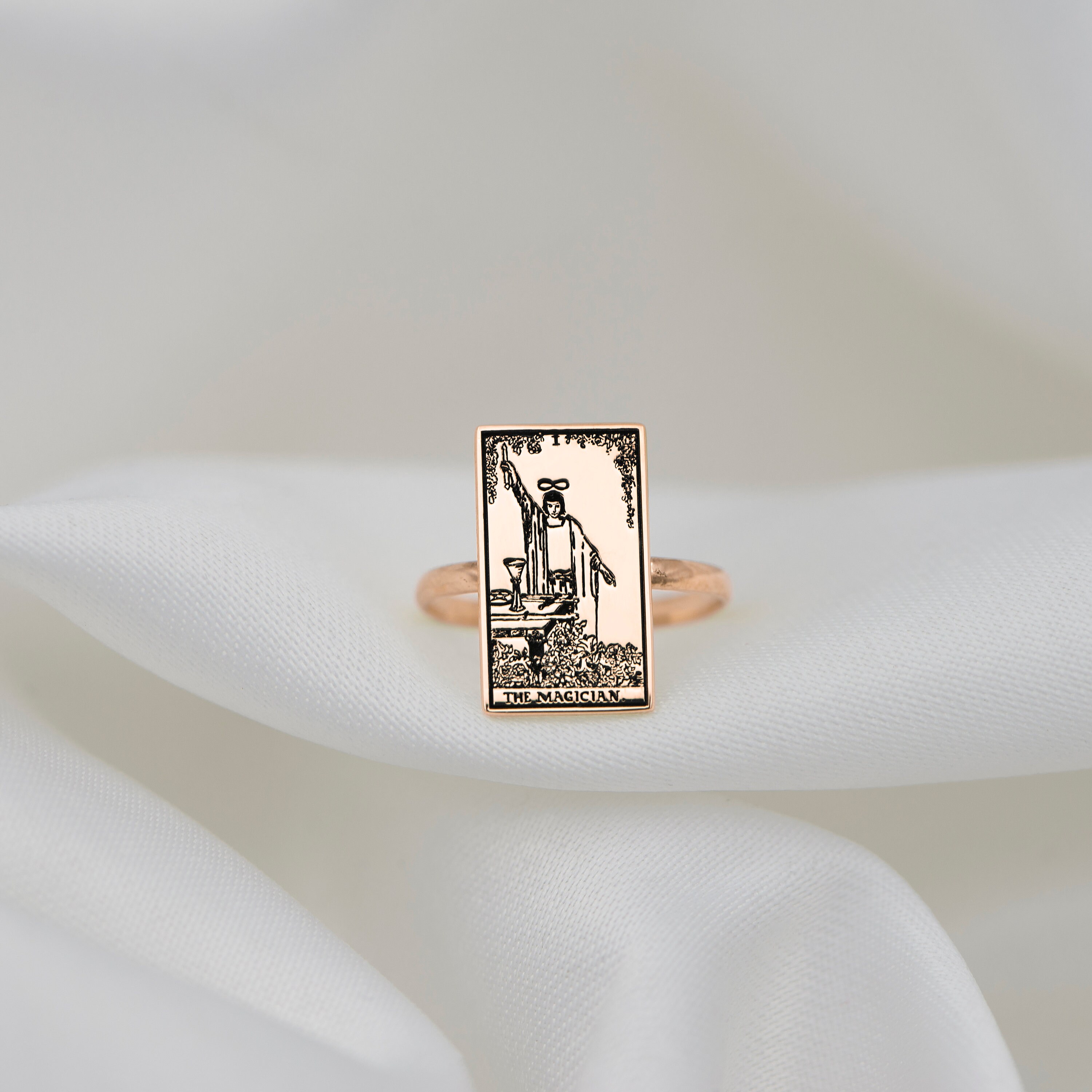 The Magician Tarot Card Ring 14K Solid Yellow Gold Tarot - Etsy