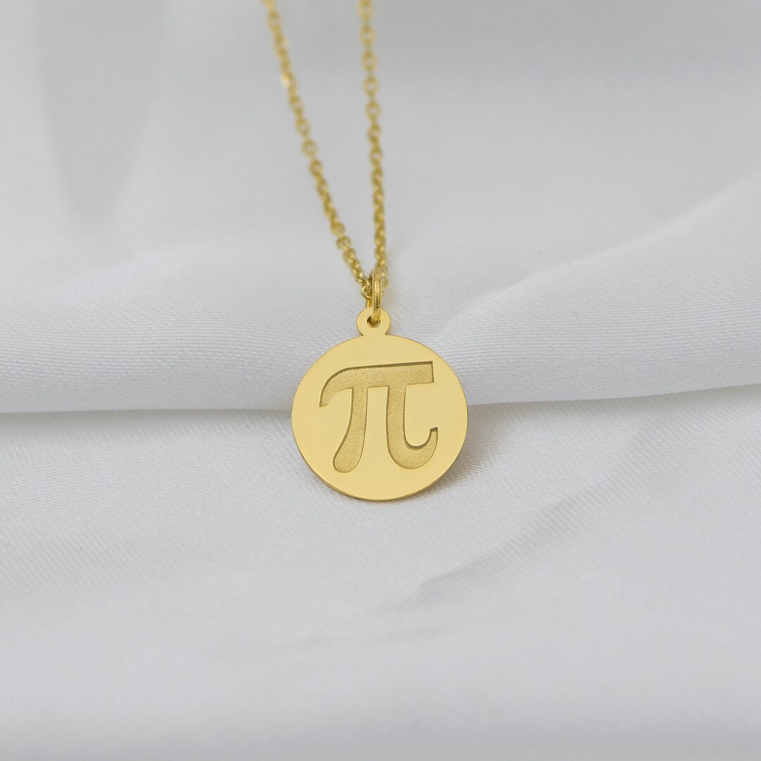 14K Solid Gold Pi Symbol Necklace – Handmade Math Pendant, Custom Nerdy ...